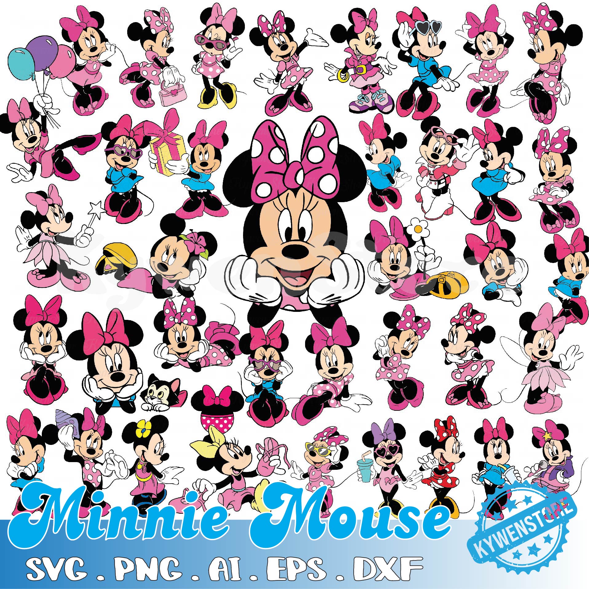 Minnie Mouse Bundle Svg, Minnie Mouse Svg, Minnie Mouse Birt | Inspire ...