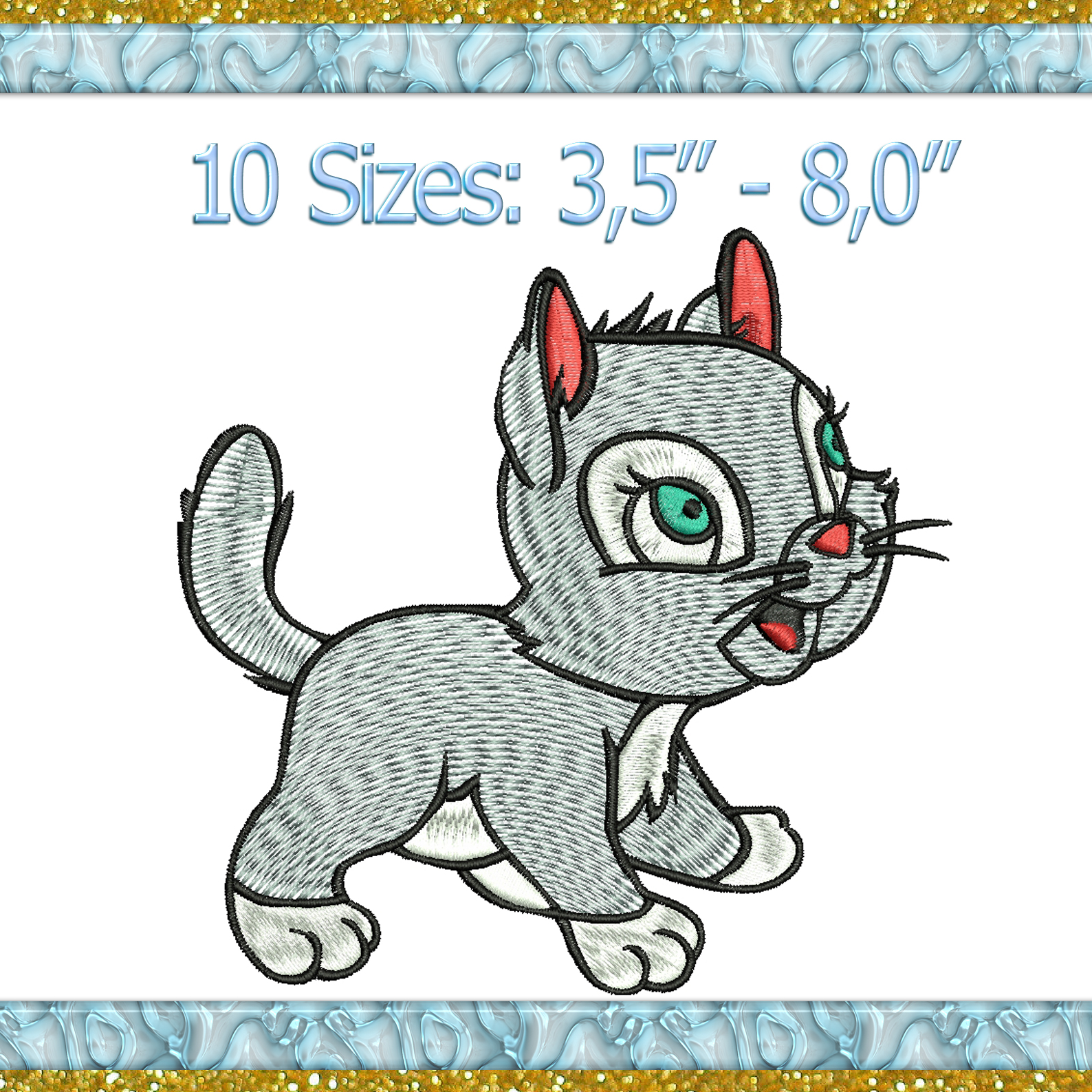 Cat machine Embroidery design Instant Download | Inspire Uplift