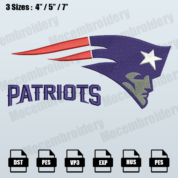 New England Patriots Embroidery Designs, NCAA Logo Embroider - Inspire ...