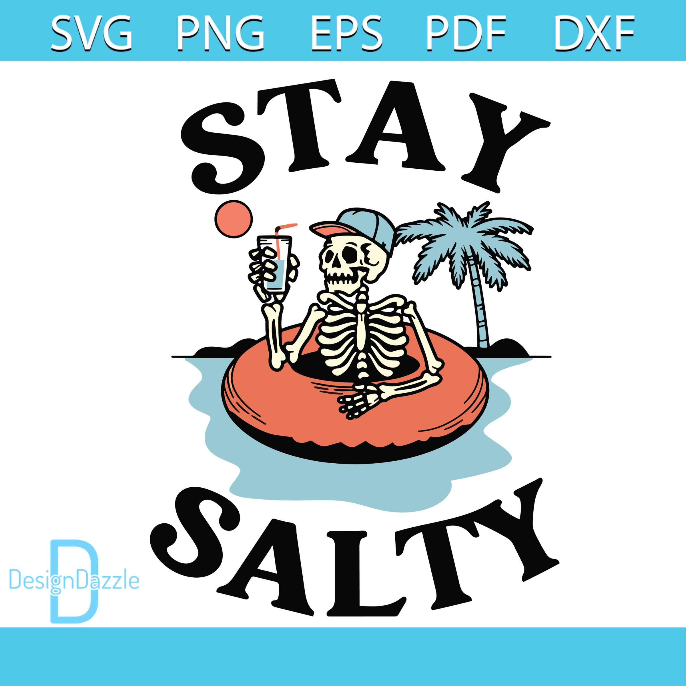Summer Vacation Skeleton Stay Salty SVG File For Cricut | Inspire Uplift