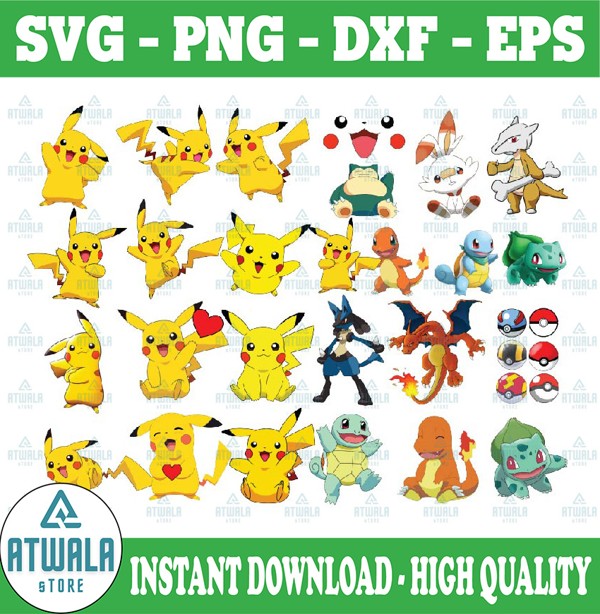 Pokemon Png File Set, Pikachu Bundle Png, Pokemon Clipart, P | Inspire ...