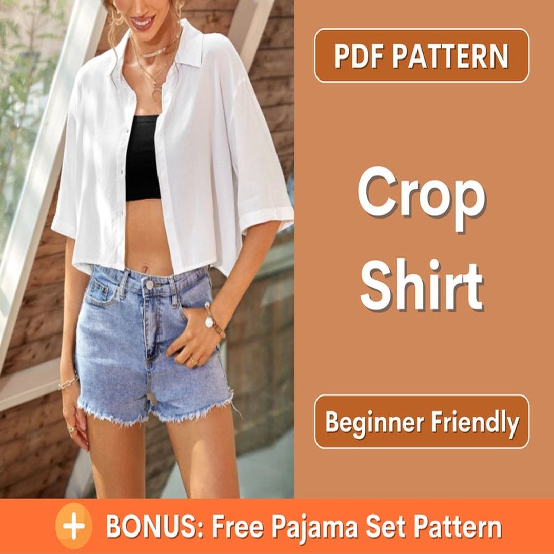 Crop Shirt Sewing Pattern, Women Shirt Pattern, Short Shirt - Inspire ...