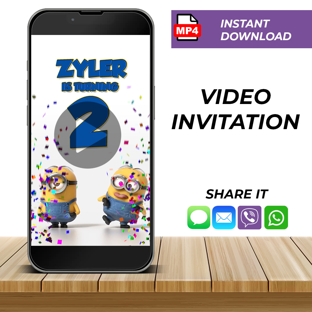 Personalized Minion Birthday Video Animated Invitation, Desp - Inspire ...