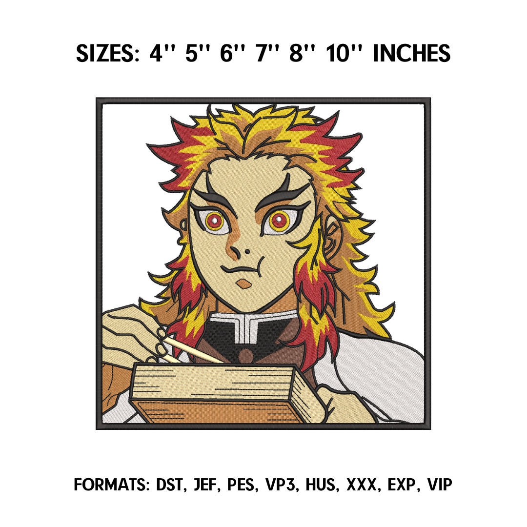 Kyojuro Rengoku Embroidery Design File, Kimetsu no yaiba Ani - Inspire ...