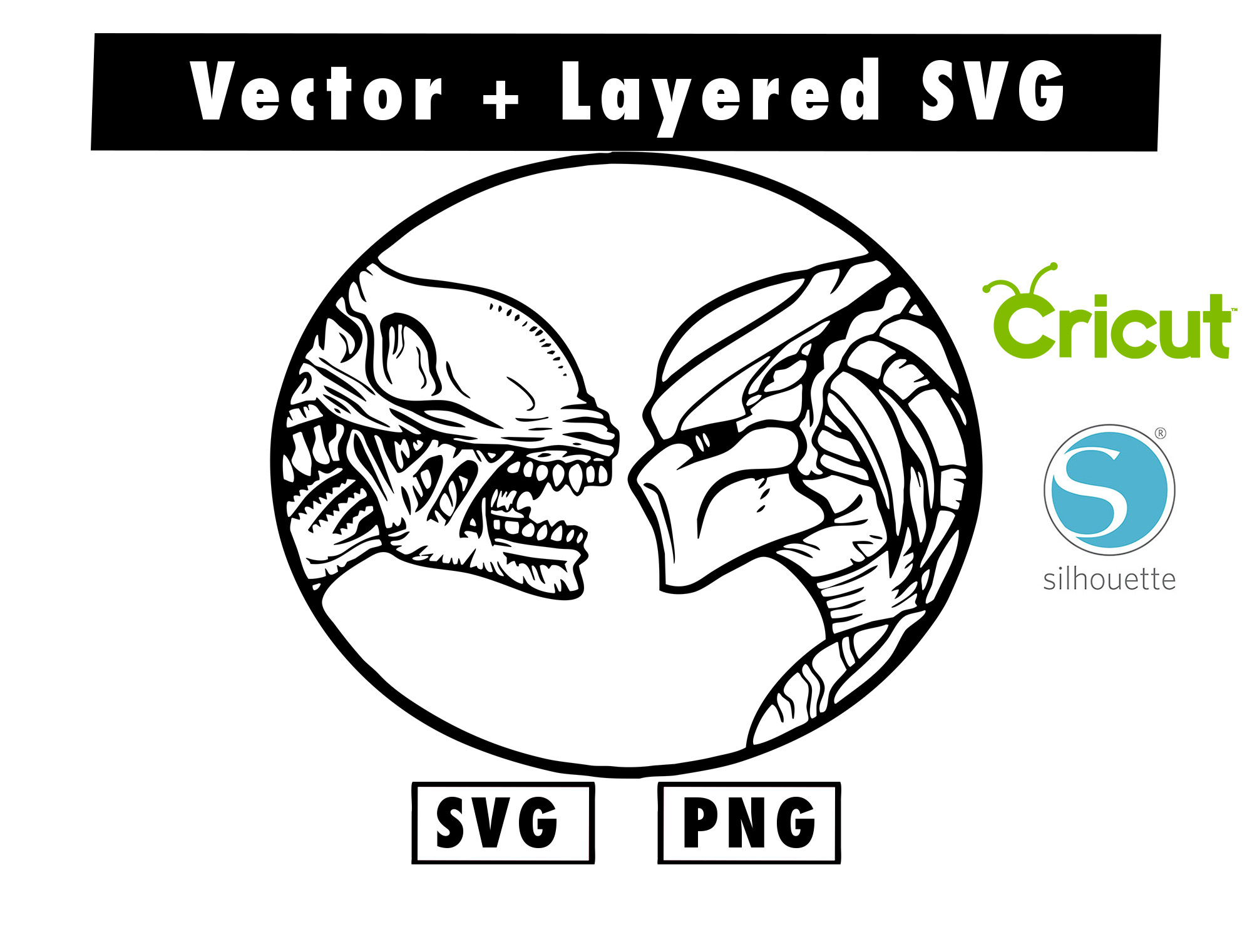 Predator vs. Allen svg and png files for cricut machine , an - Inspire ...