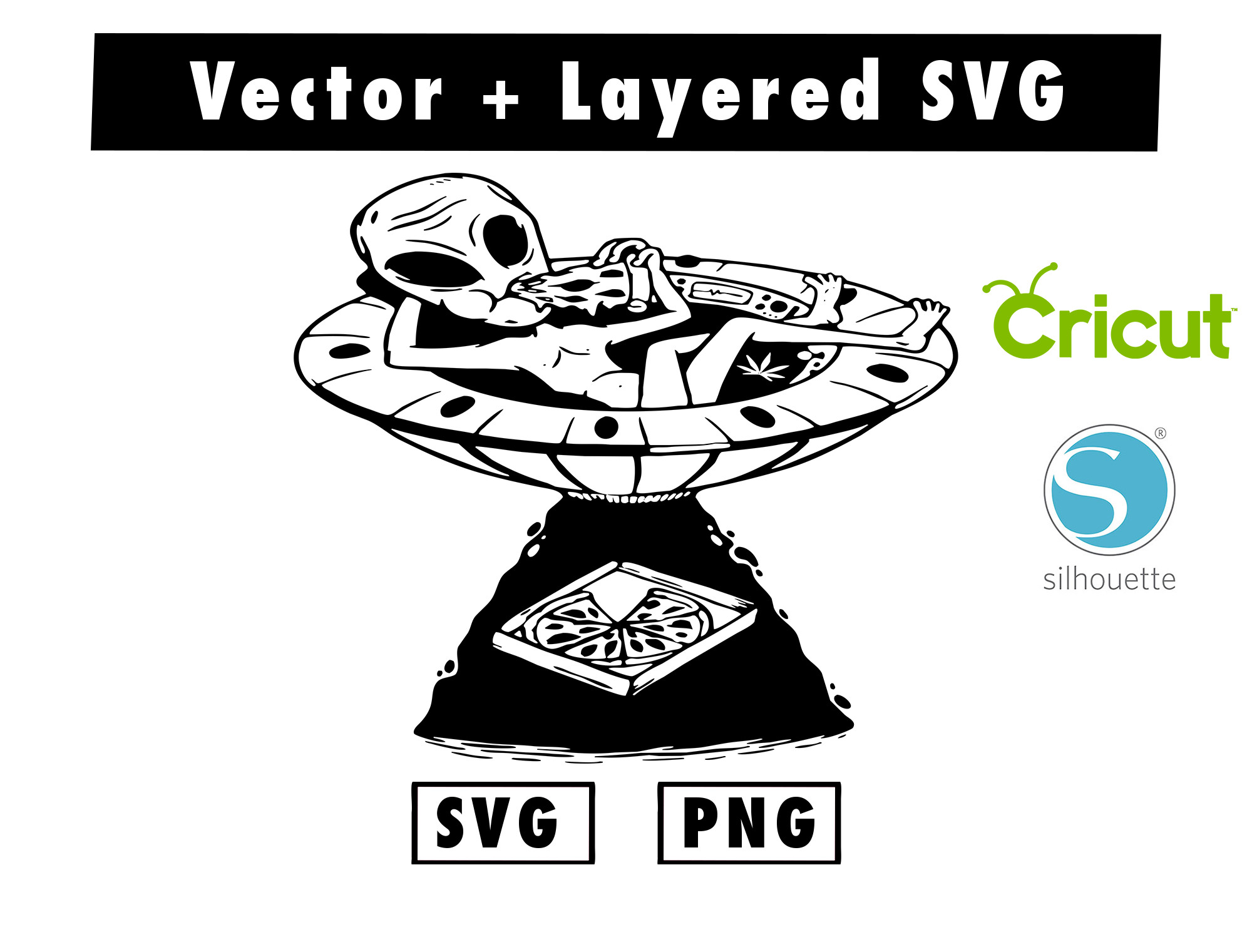 Alien eat pizza vector svg and png files for cricut machine | Inspire ...