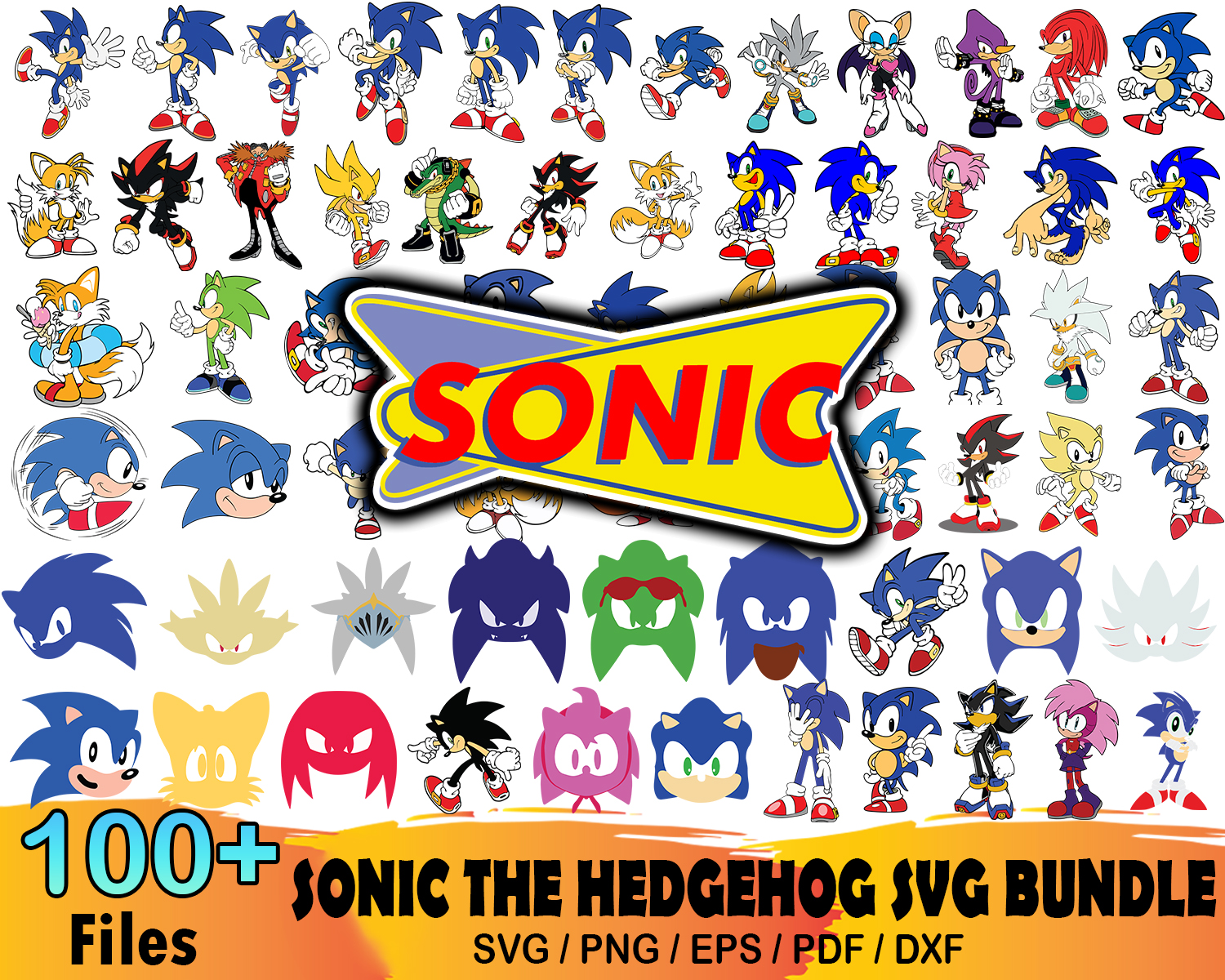 100 Sonic The Hedgehog Bundle Svg, Cartoon Svg, Sonic Svg, C | Inspire ...
