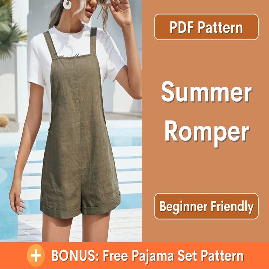 Romper Sewing Pattern - XS-XXL - Playsuit sewing pattern - J | Inspire Uplift