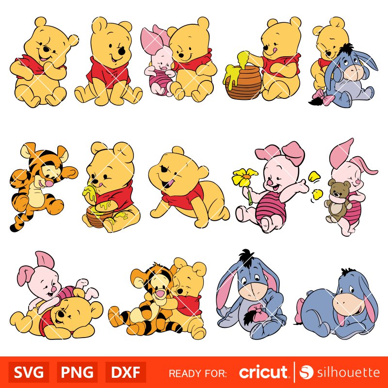 Layered Baby Pooh Svg Bundle, Instant Download, Bundle For C | Inspire ...