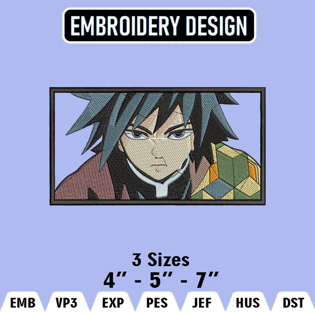 Tomioka Giyuu Embroidery Designs, Giyuu Embroidery Files, De | Inspire ...