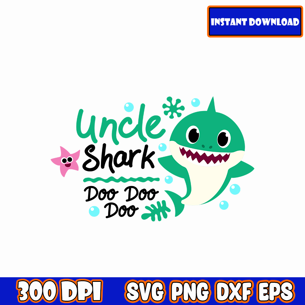 Uncle Shark SVG: Baby Shark Birthday Baby Shark Birthday Boy - Inspire ...