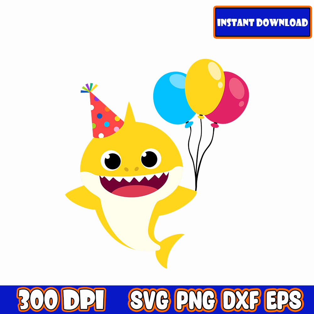 Baloon Baby Shark Yellow Svg Bundle Layered, cricut, cut fil | Inspire ...