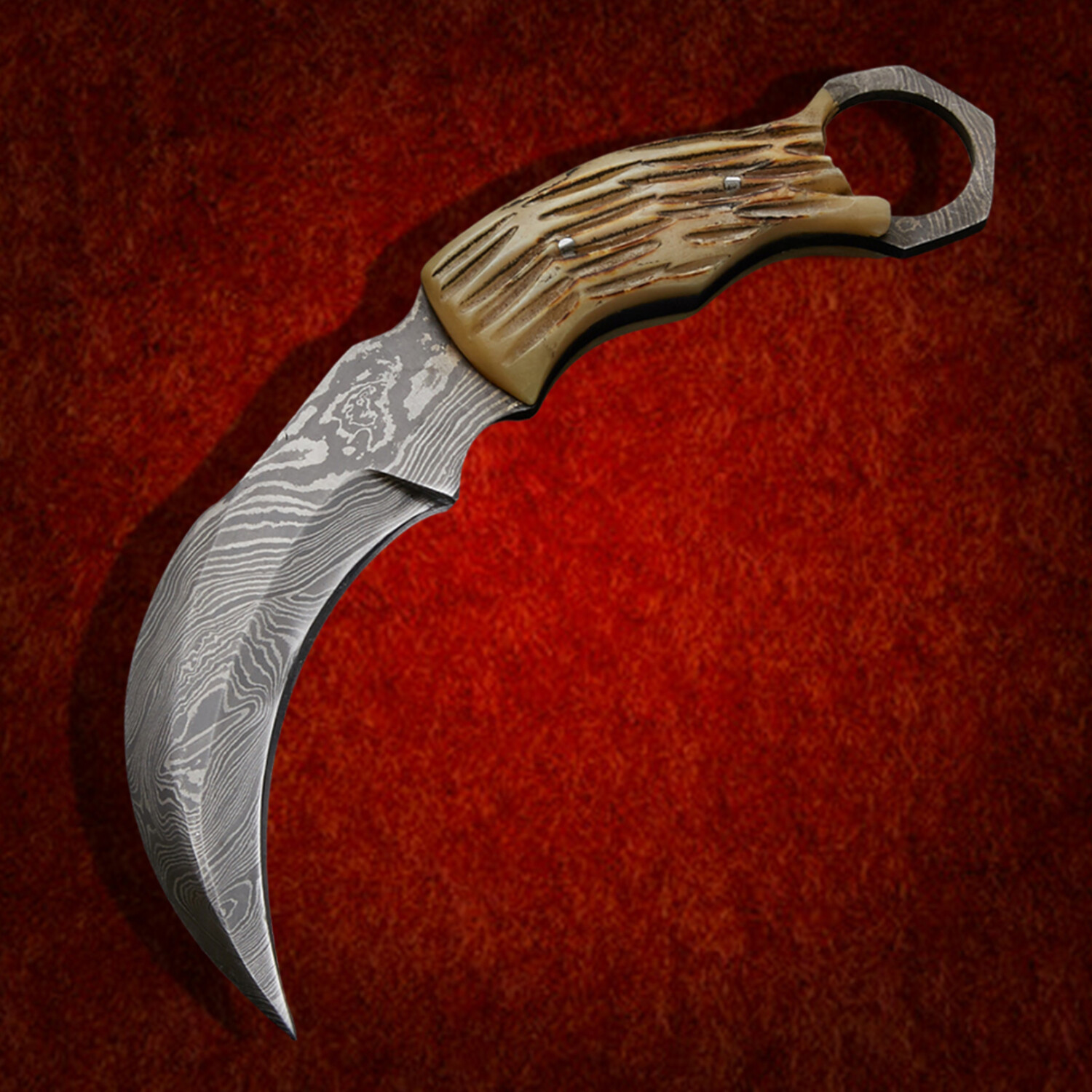 WHITE SHARK KARAMBIT custom handmade damascus steel skinner | Inspire ...