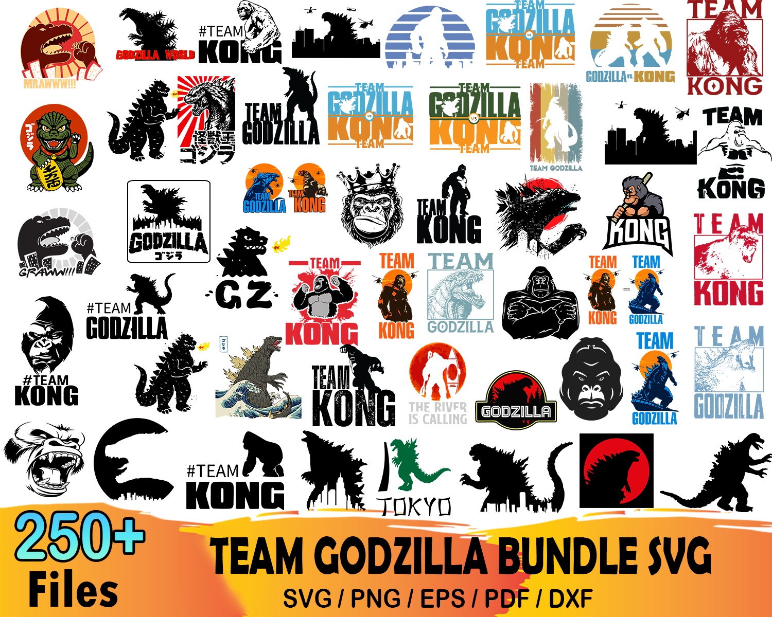250 Team Godzilla Svg Bundle, Godzilla Svg, Kong Svg | Inspire Uplift