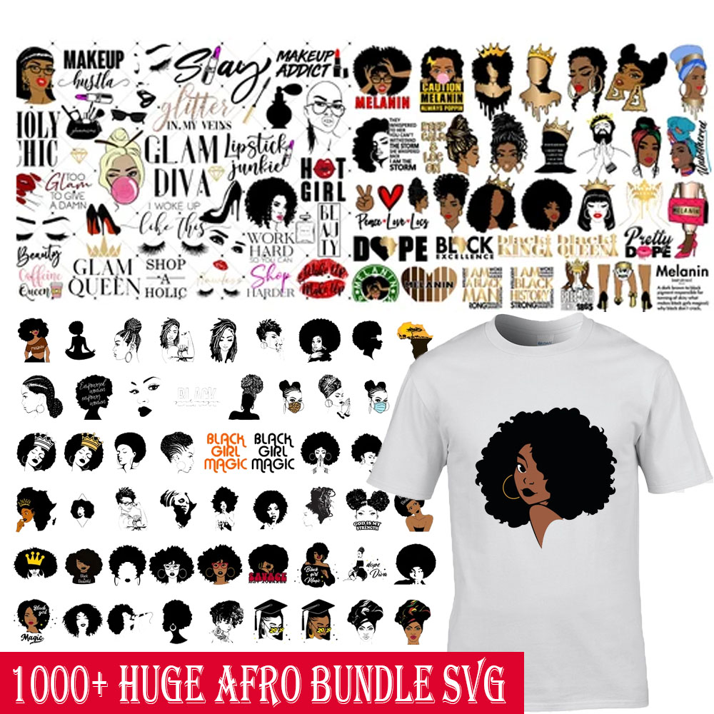 Afro Woman SVG Bundle, Afro Queen Svg, Afro Lady Svg, afro g | Inspire ...