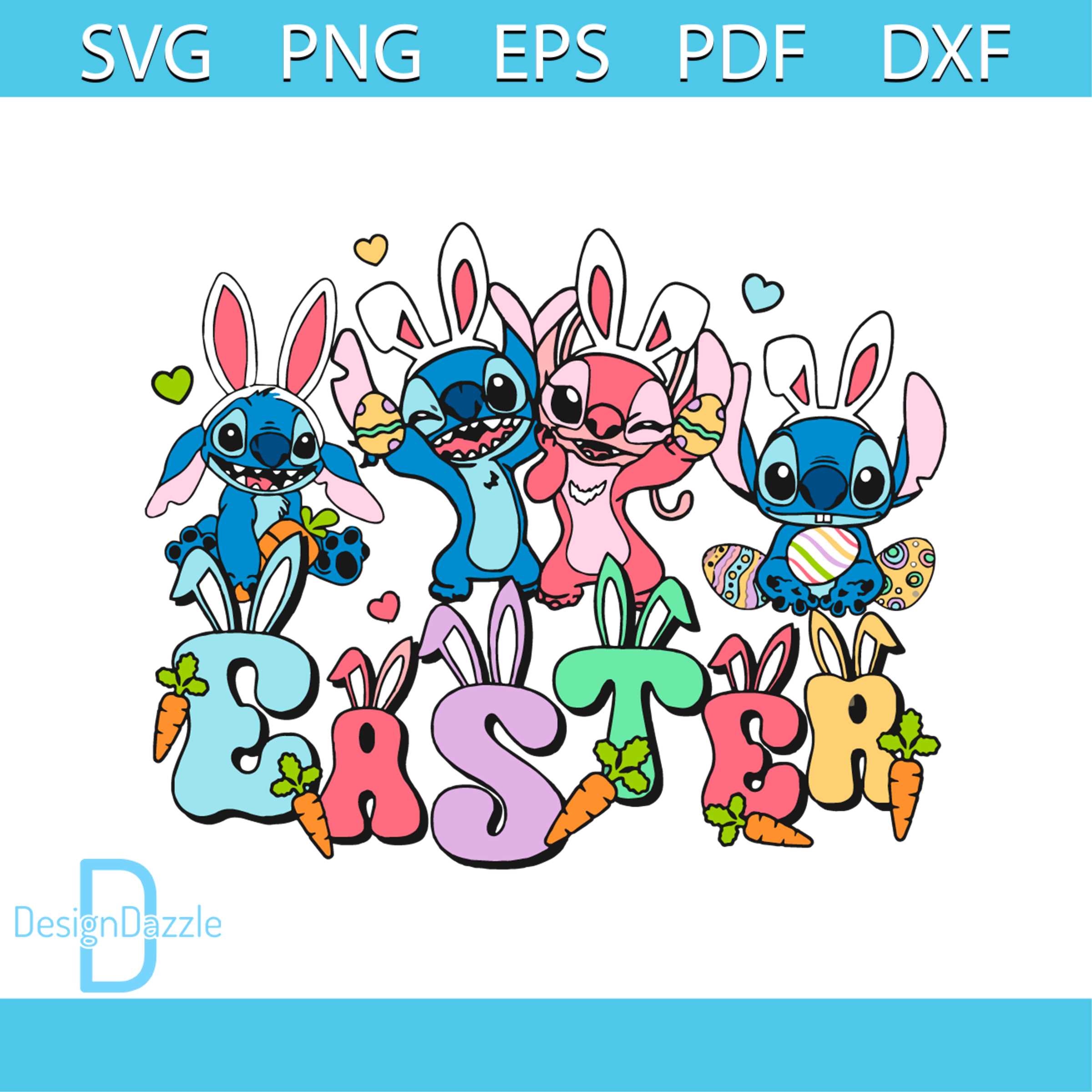 Easter Bunny Cute Stitch Disney Easter SVG Cutting Files - Inspire Uplift