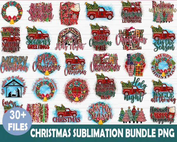 30 Designs Christmas Holiday Sublimation Png Bundle | Inspire Uplift