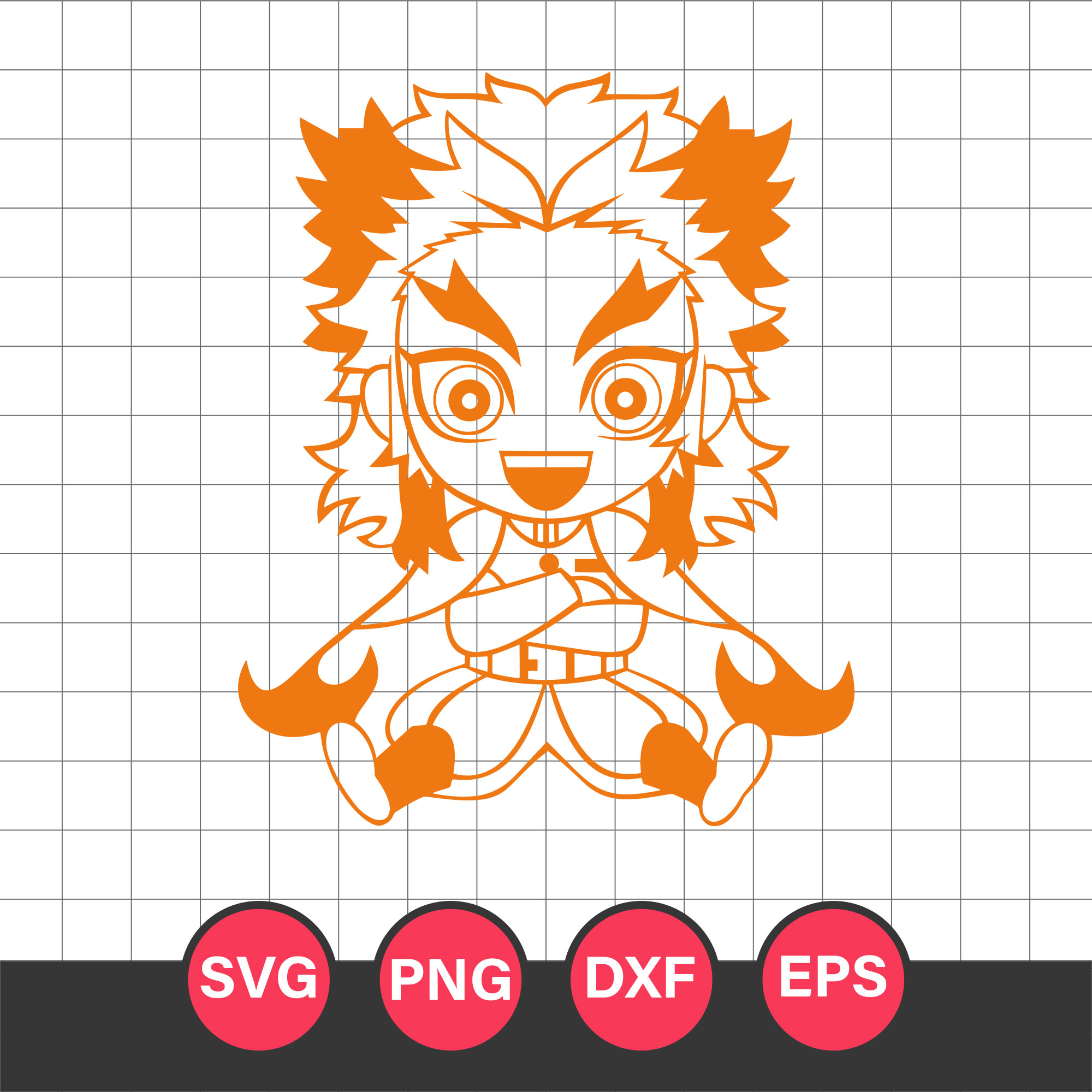 Rengoku Kyojuro Chibi Svg, Demon Slayer Chibi Svg, Kimetsu N | Inspire ...