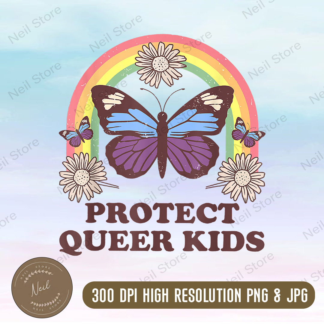 Protect Trans Kids Rainbow Butterfly LGBT LGBTQ Pride Png, P | Inspire ...