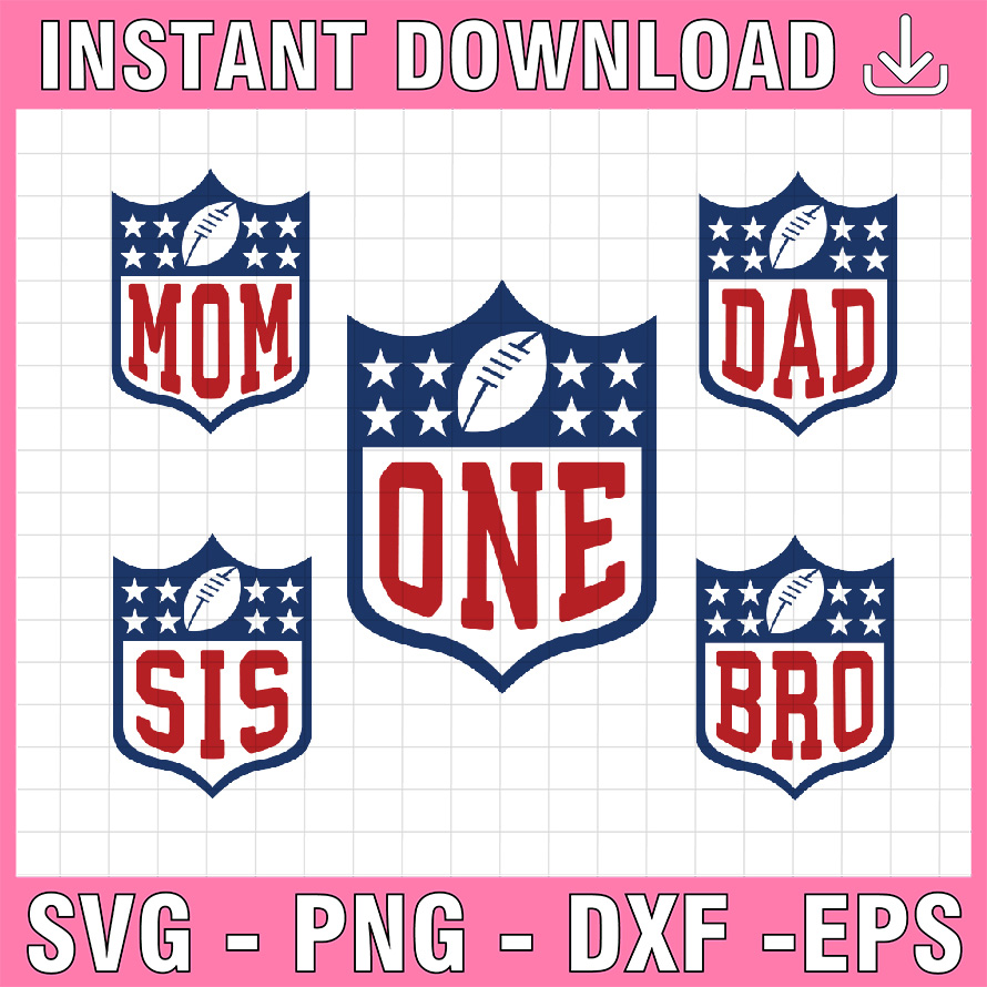 Football First Birthday Svg, Bundle One Mom Dad Sis Bro Fami | Inspire ...