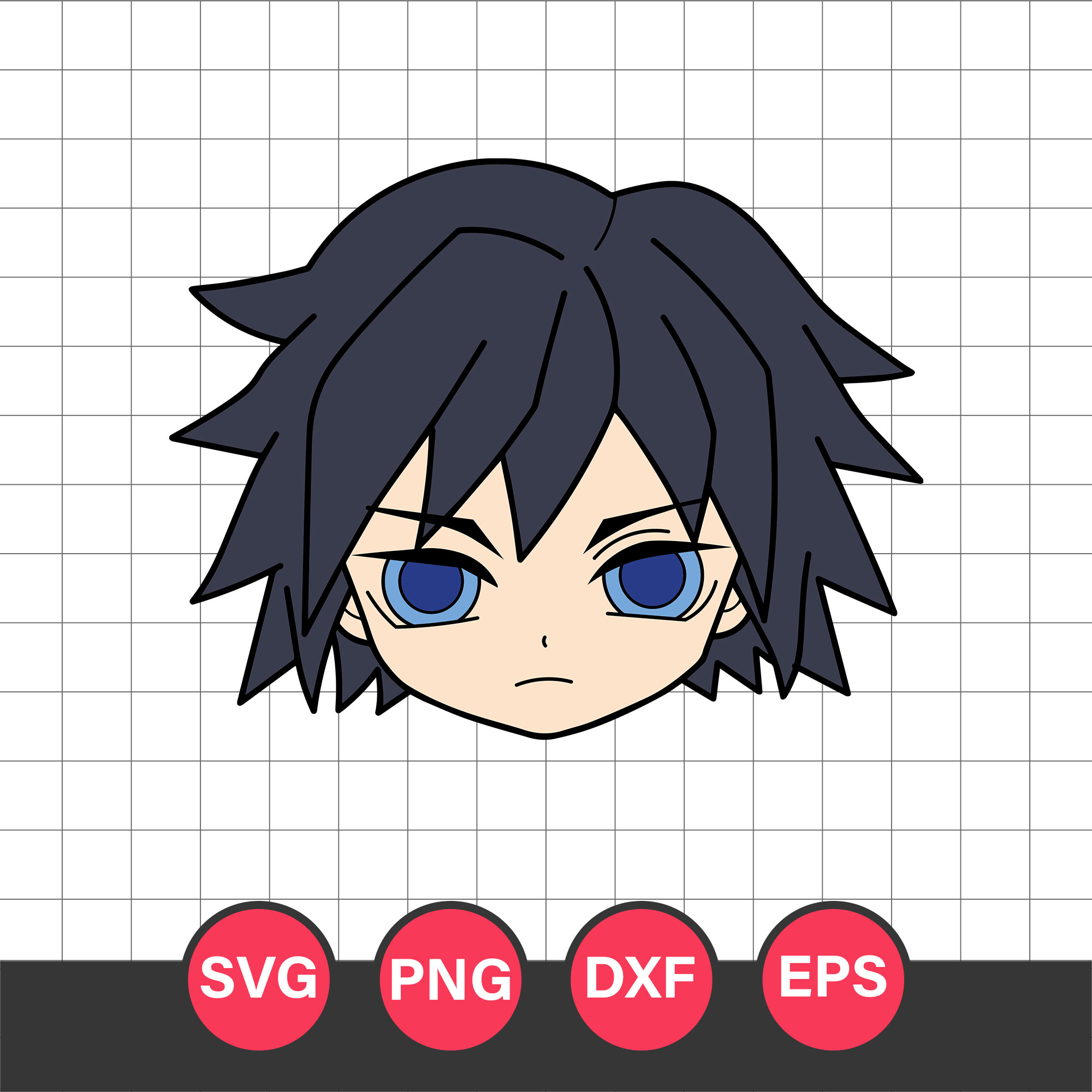 Giyuu Tomioka Chibi Head Svg, Demon Slayer Svg, Kimetsu No Y | Inspire ...