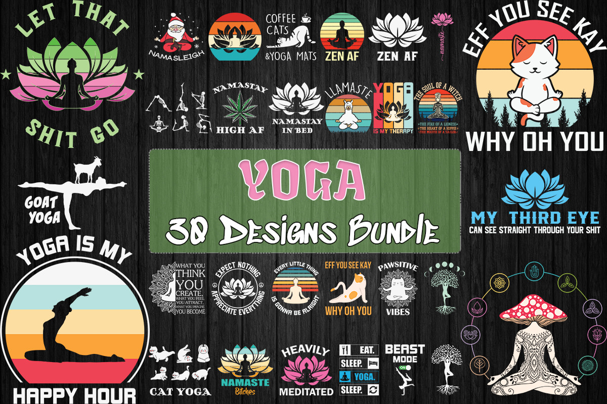 30 Designs Yoga Bundle Svg, Yoga Svg, Buddha Svg, Yoga Vecto | Inspire ...