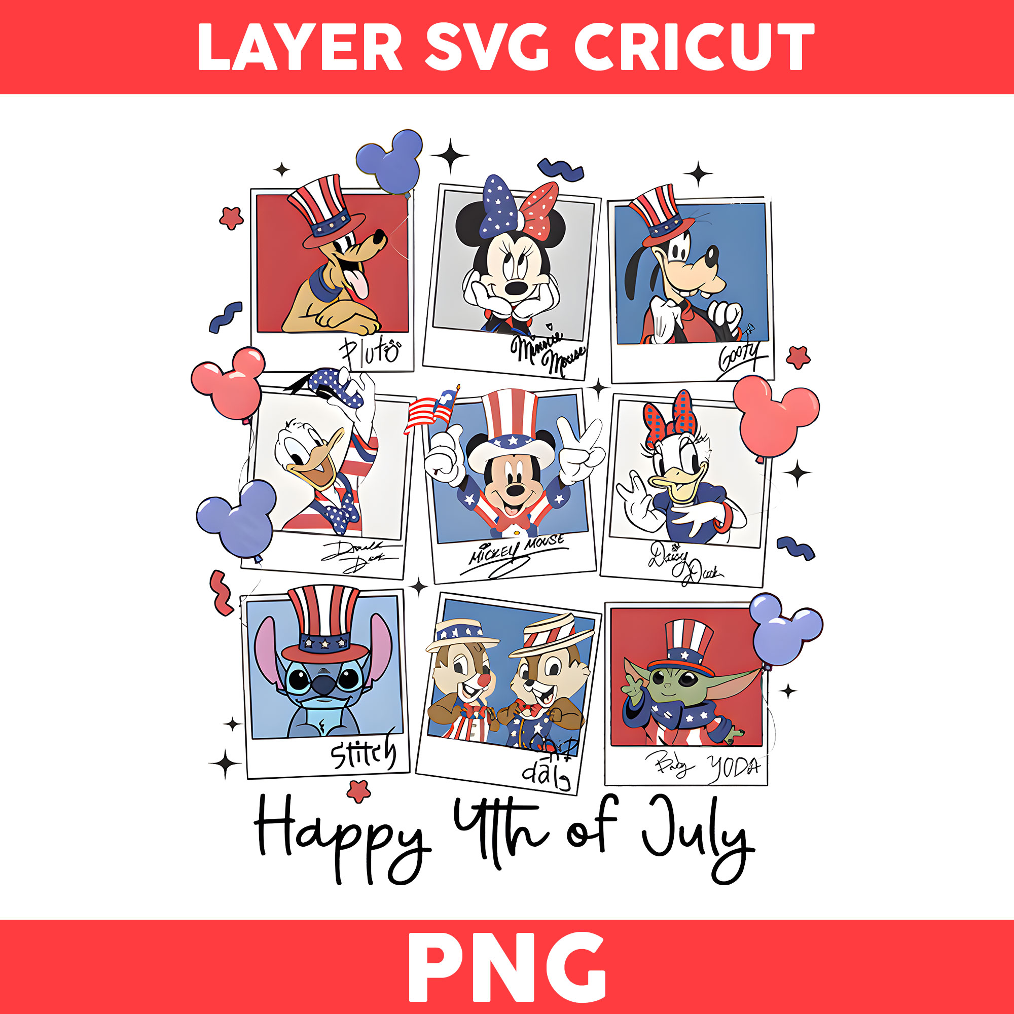 Retro Mickey and Friends 4th of July Png, Disney Happy 4th o | Inspire ...