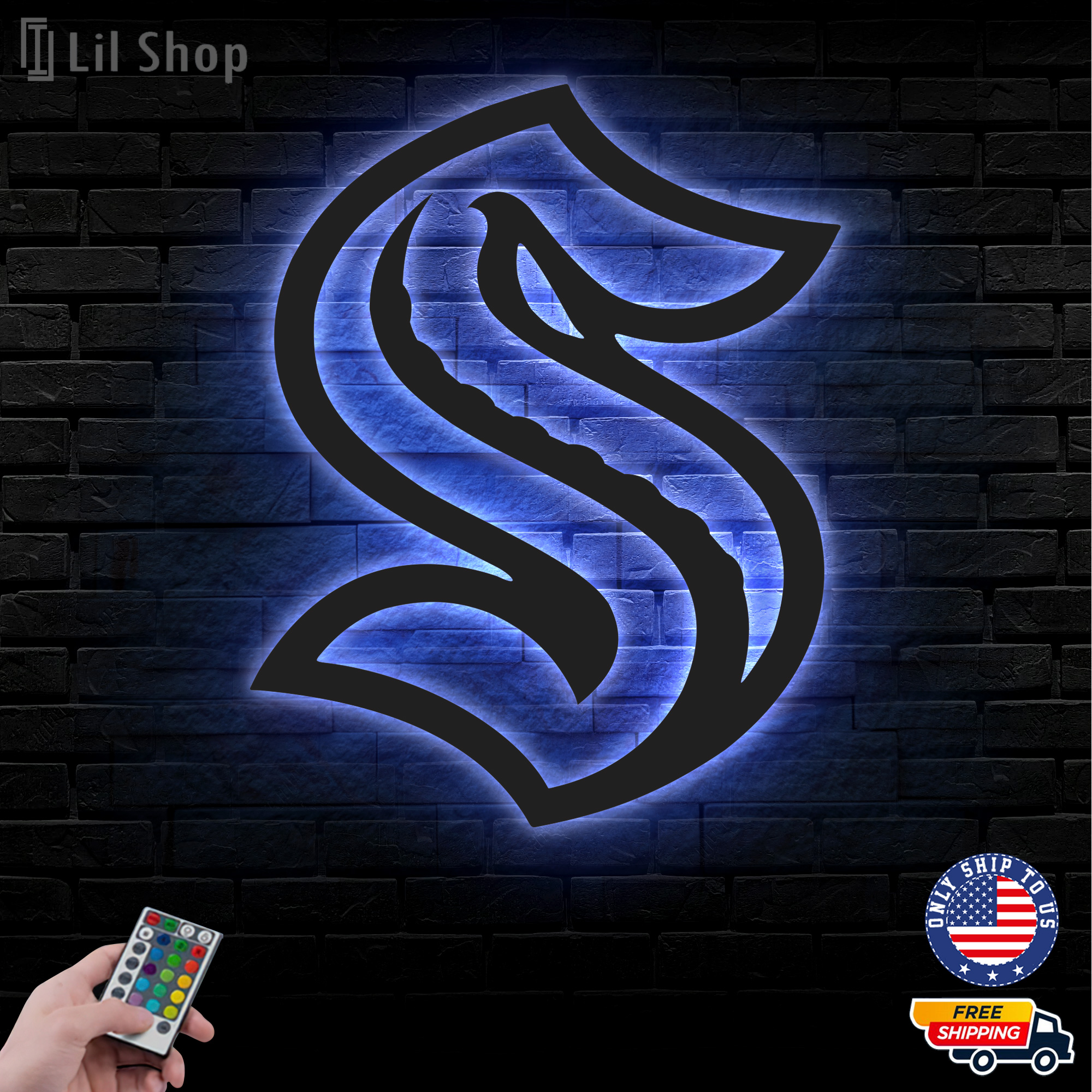 Seattle Kraken Led Sign, NHL Logo Metal Led Wall Sign, NHL M | Inspire ...