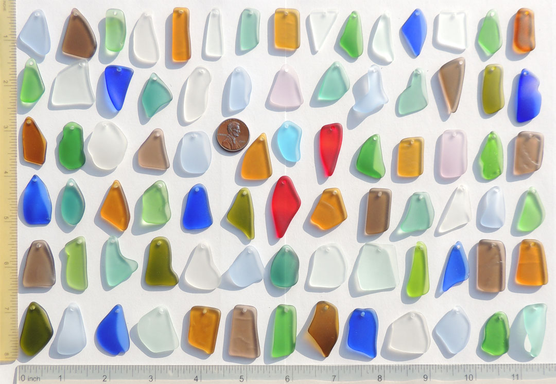 80 RECYCLED HANDMADE top drilledl sea glass drilled seaglass - Inspire ...