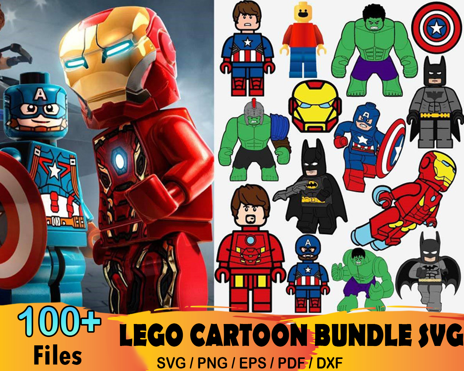 100 Lego Cartoon Bundle Svg, Lego Svg, Lego Marvel Svg | Inspire Uplift