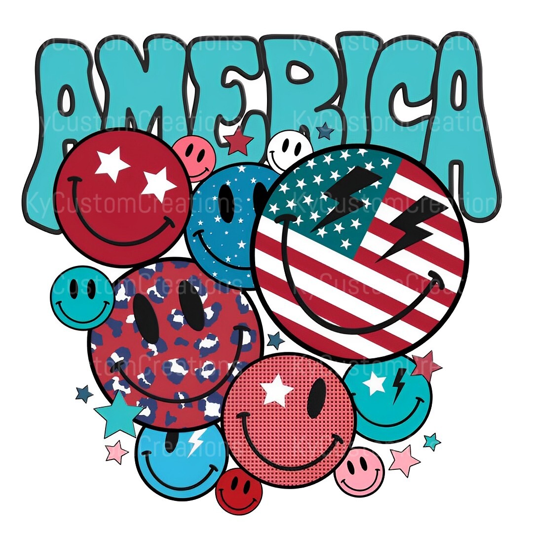 American Flag Smiley Faces Collage PNG | Inspire Uplift
