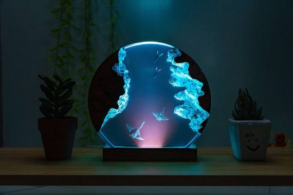 POLYGON DEEP Ray SEA, Lamp Night , Epoxy Lamp, Resin Lamp, R | Inspire ...