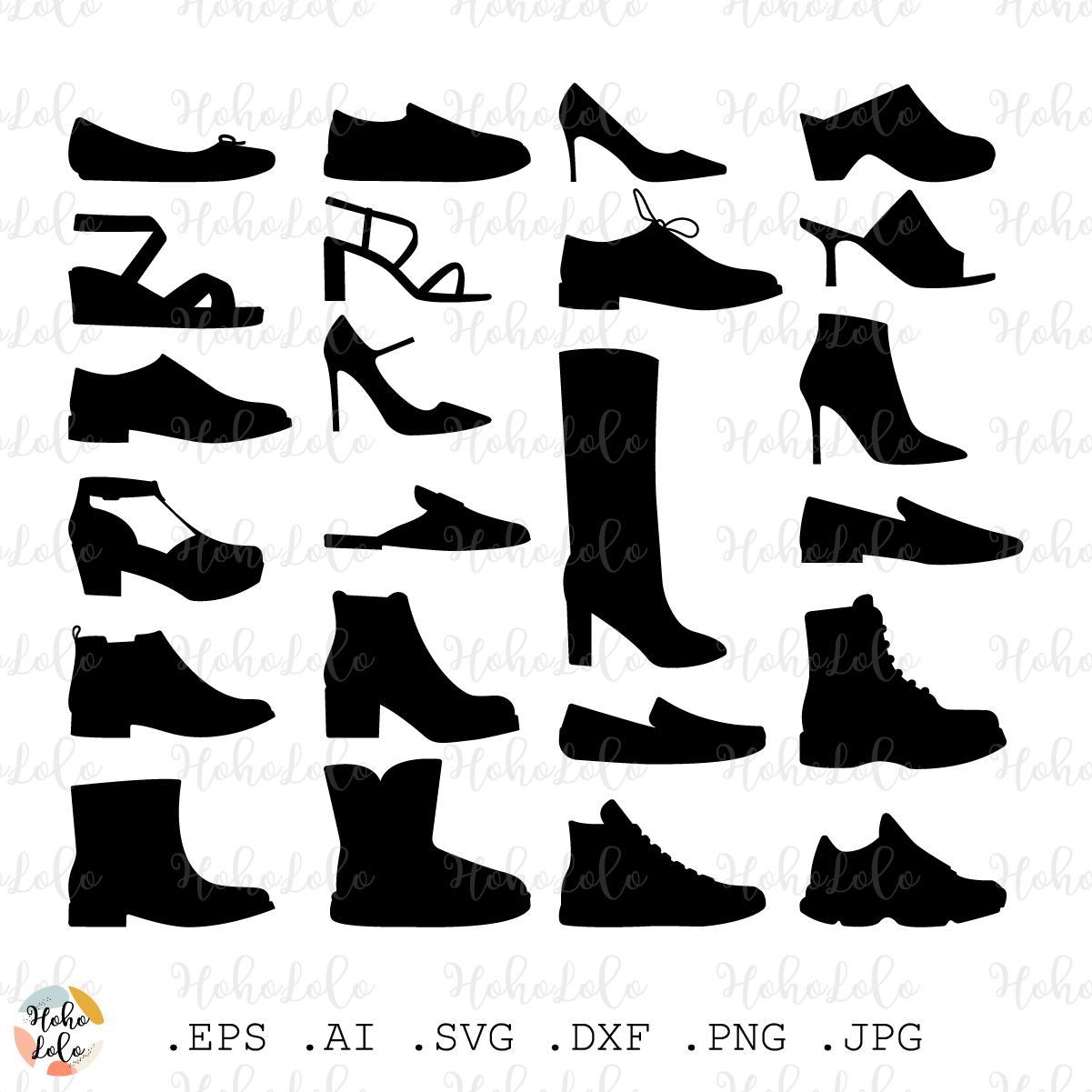Shoes Svg, Shoes Silhouete, Shoes Cricut, Stencil Template D | Inspire ...