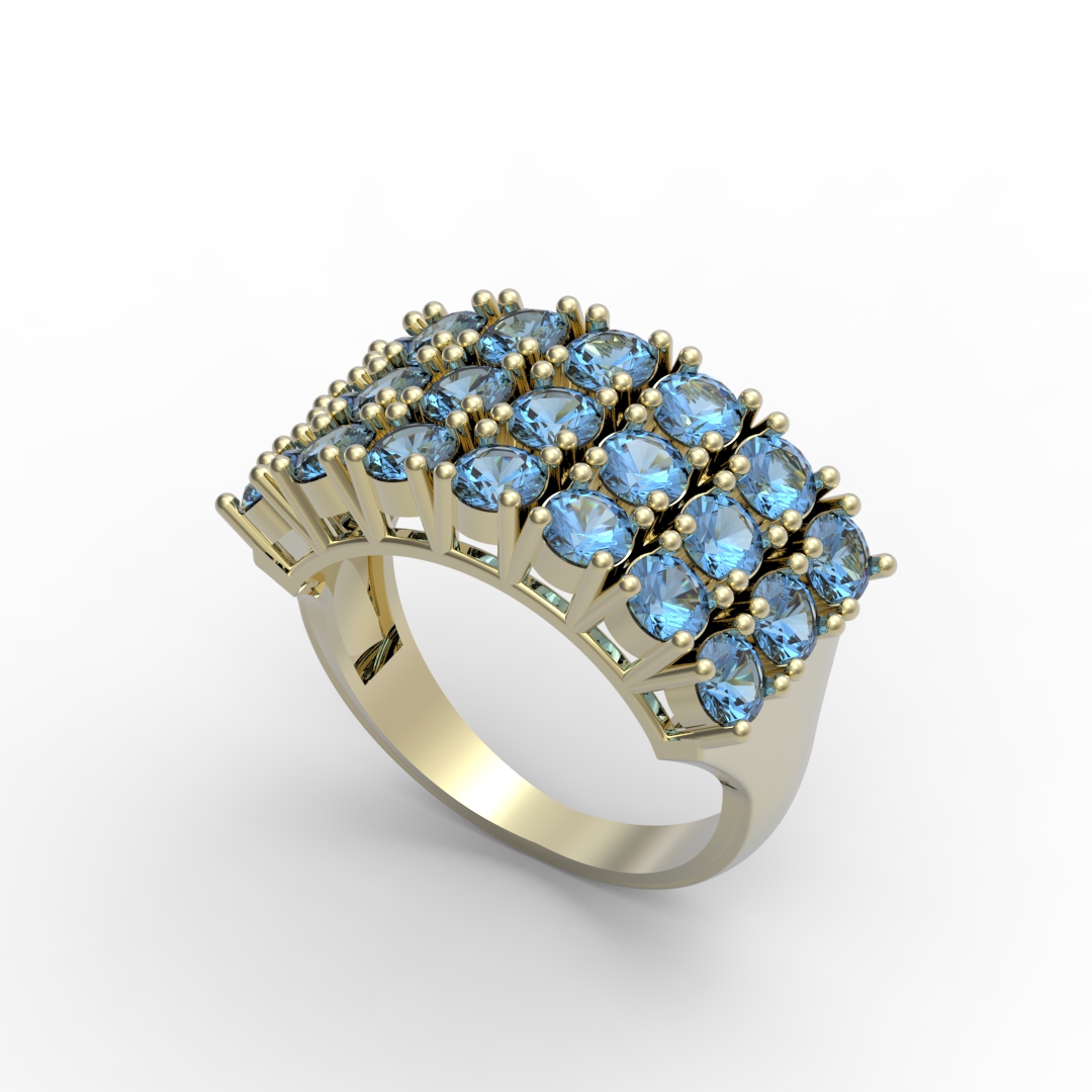 3D model of a jewelry ring with large gemstones, ready for p | Inspire Uplift