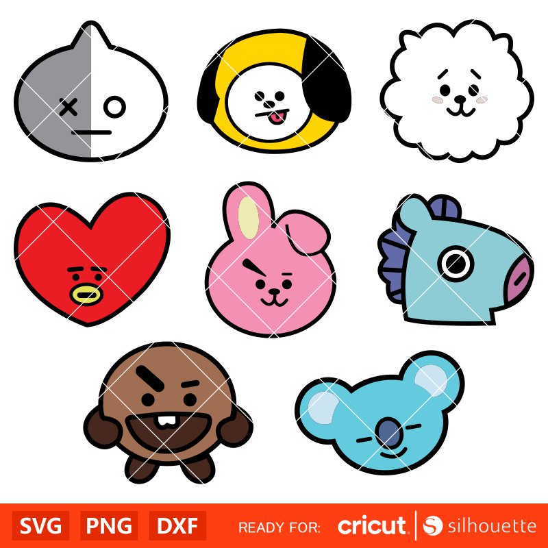 Layered BT21 Svg Bundle, Instant Download, Bundle For Cricut | Inspire ...