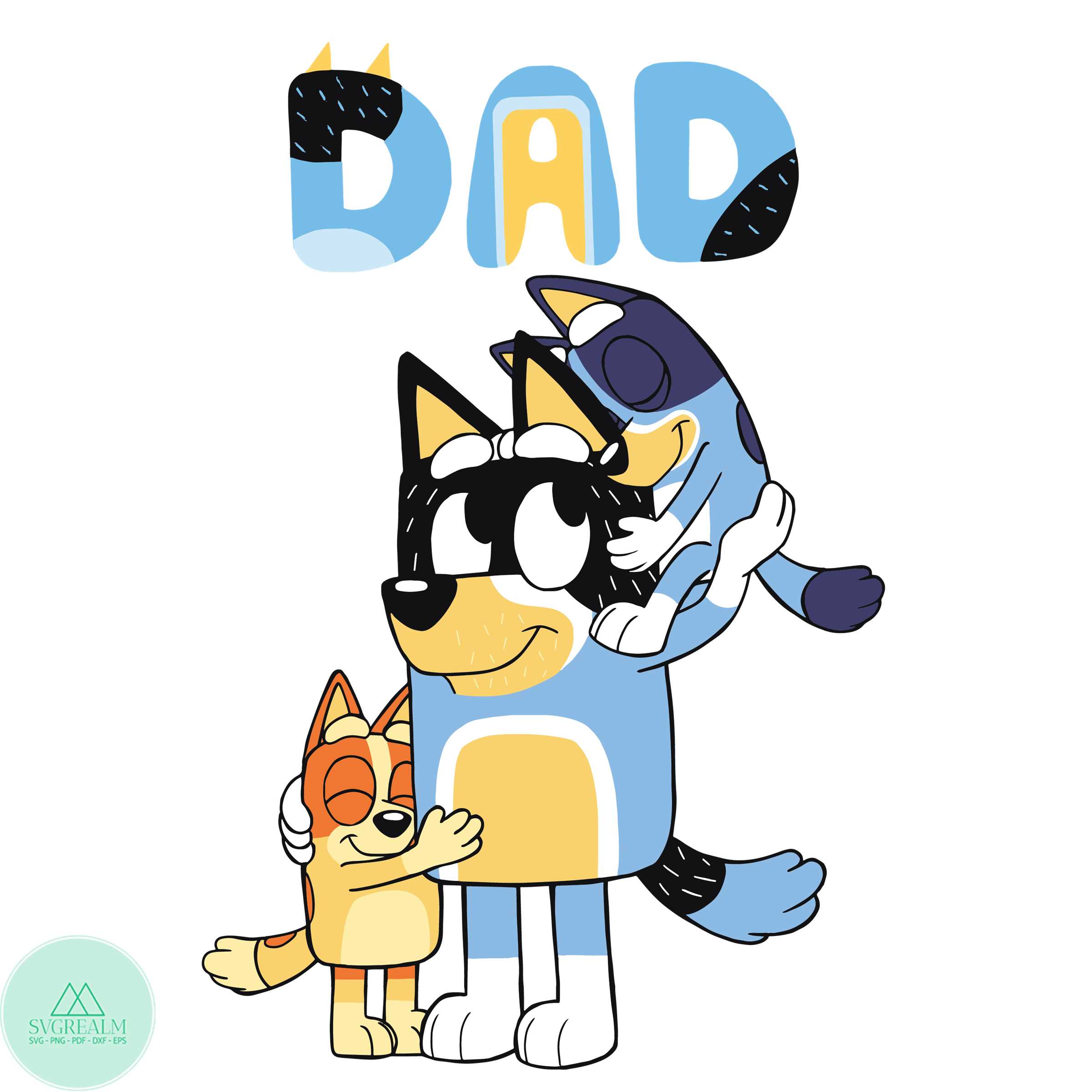 Bluey Dad Playing Son And Daughter SVG Graphic Design Files | Inspire ...