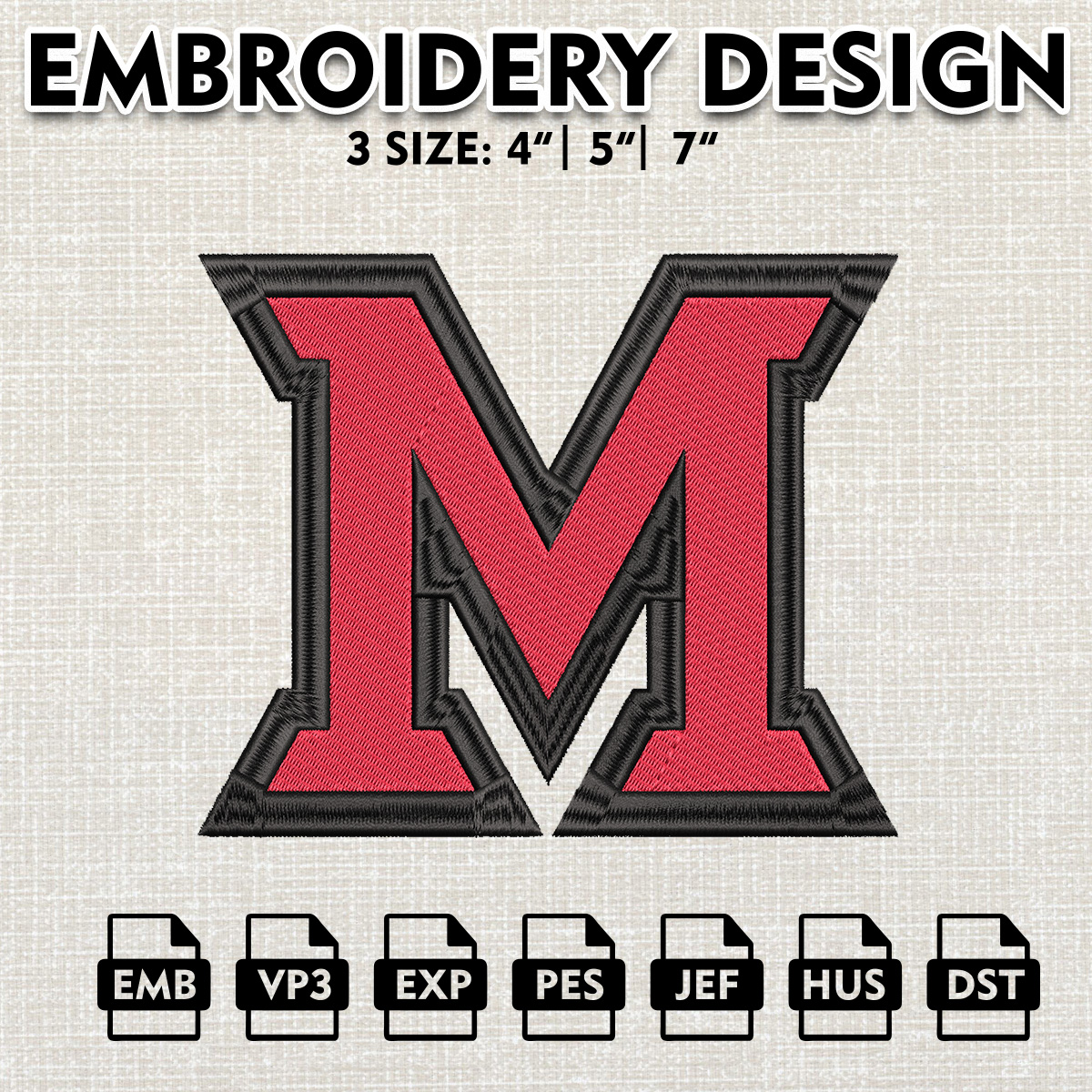 NCAA Logo Embroidery Designs, Miami RedHawks Embroidery Fil | Inspire ...