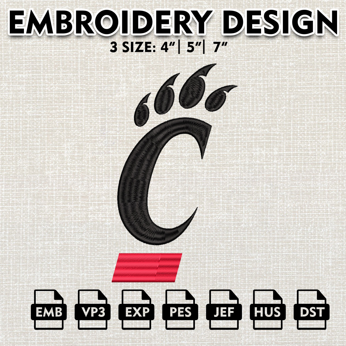 NCAA Logo Embroidery Designs, Cincinnati Bearcats Embroidery | Inspire ...