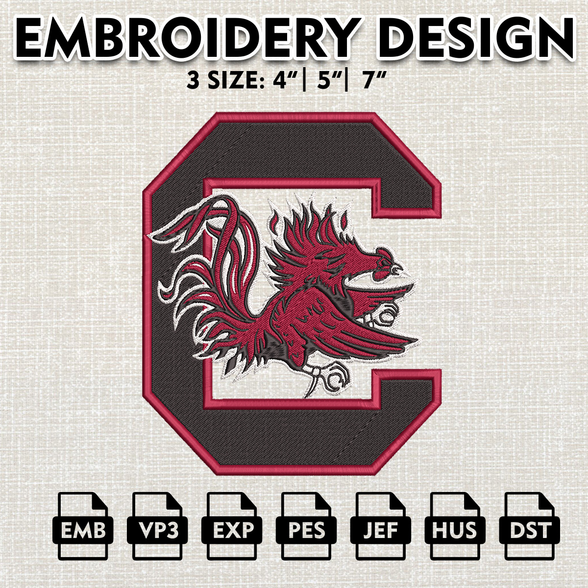 NCAA Logo Embroidery Designs, South Carolina Gamecocks Embro | Inspire ...