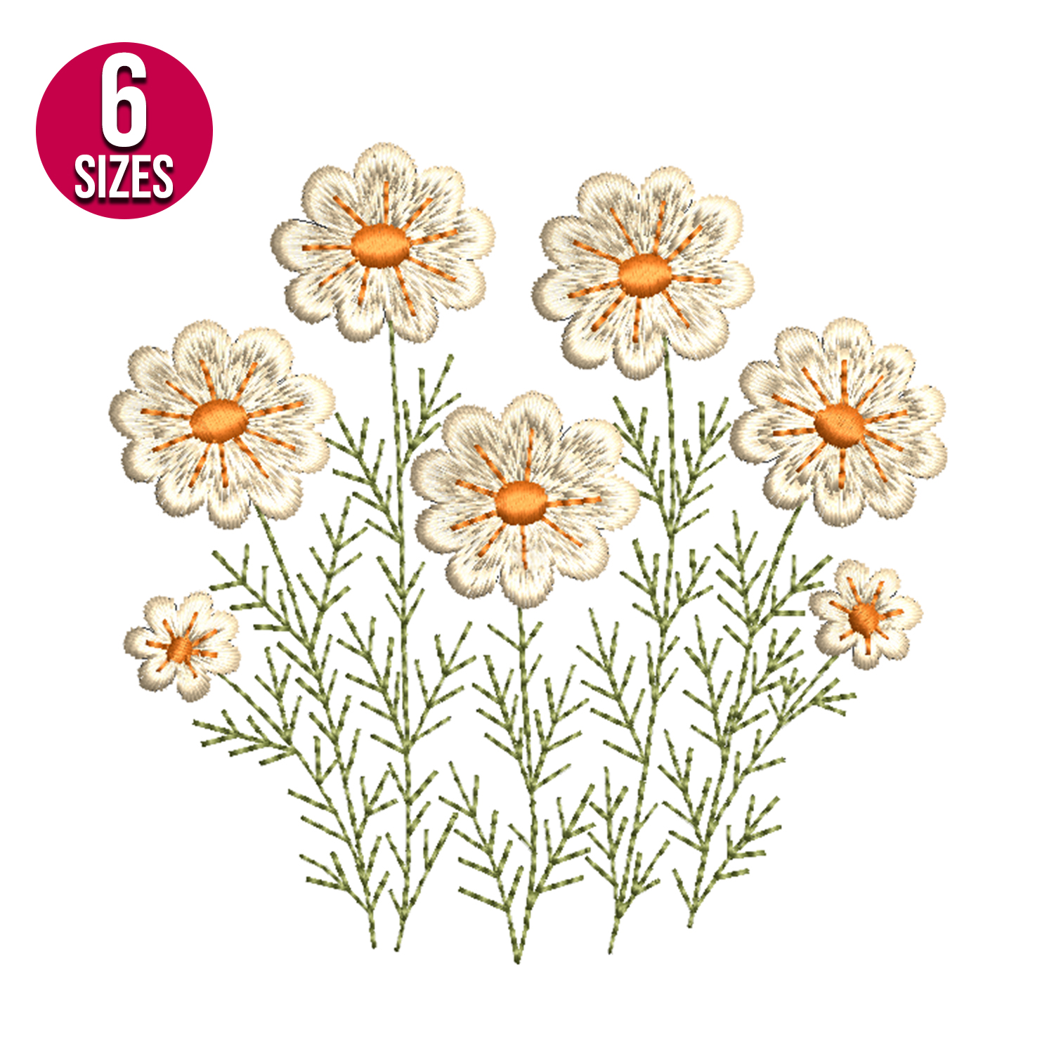Daisy embroidery design, Machine embroidery pattern, Instant | Inspire ...