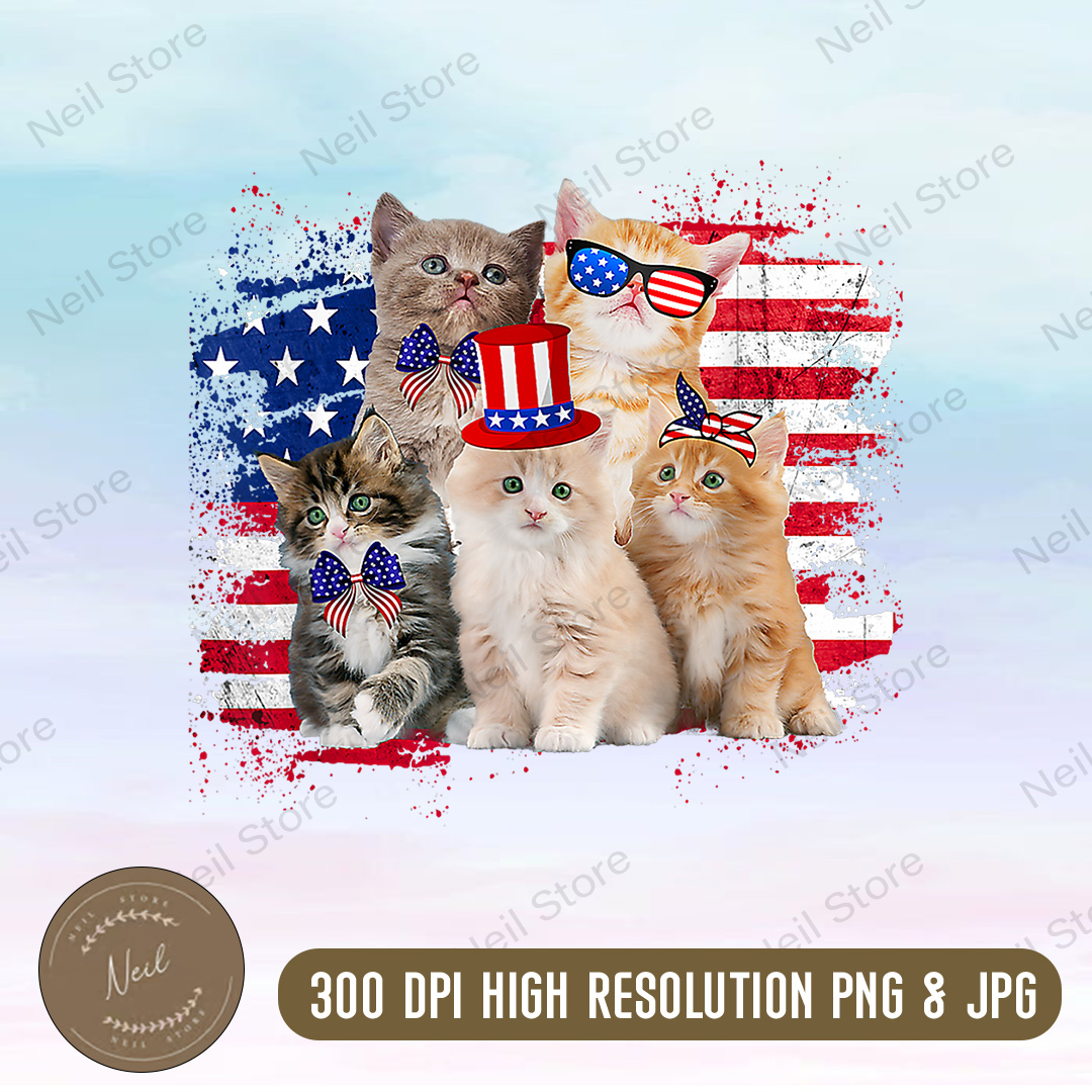 Funny Cat Patriotic USA Cat Lovers Png, Cat Moms 4th July Pn | Inspire ...