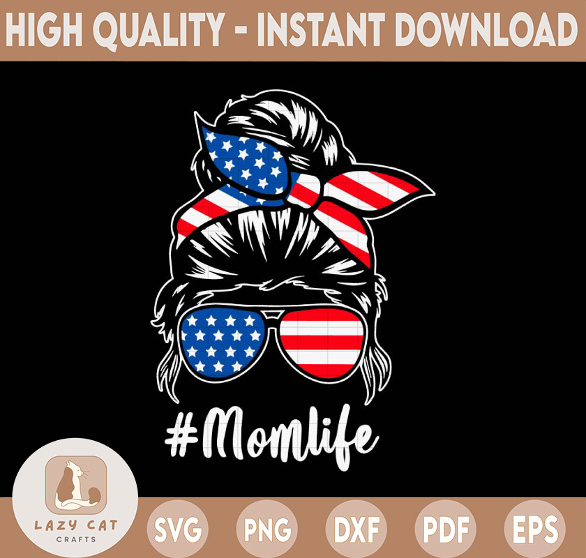USA mom bun svg, american flag mom bun SVG, USA t-shirt cut - Inspire ...