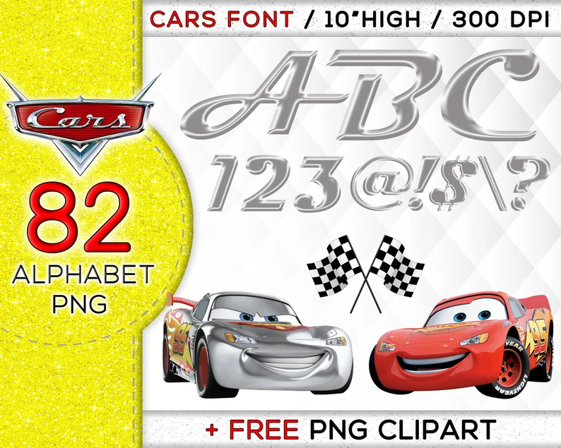 Cars Alphabet Bundle Png, Cars Font Png, Cars Png, Cars Stic | Inspire ...