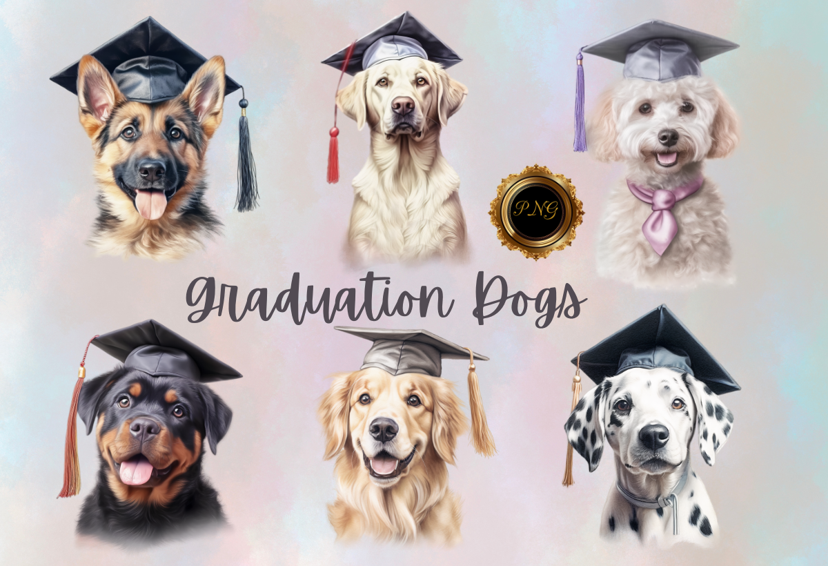 graduation dog PNG clipart, sublimation designs, creative Fa - Inspire ...