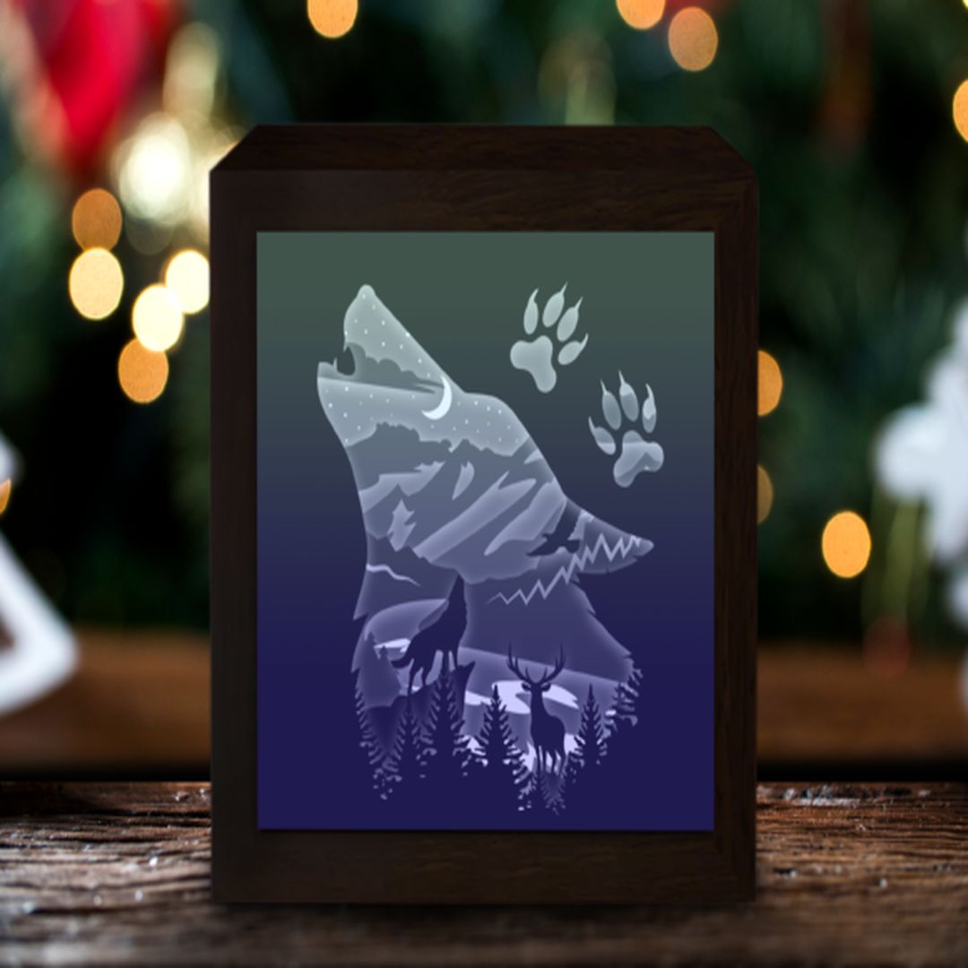 Wolf Paper Cut Light Box Template | Inspire Uplift