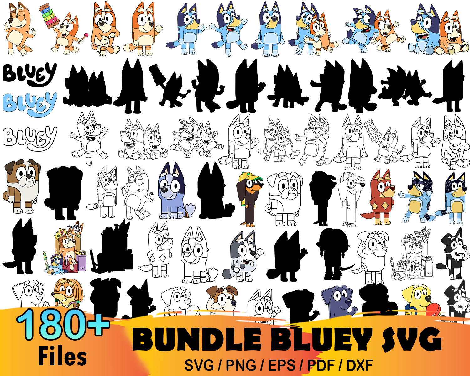 180 Bluey Bundle Svg, Cartoon Svg, Bluey Svg, Bluey Heeler S | Inspire ...
