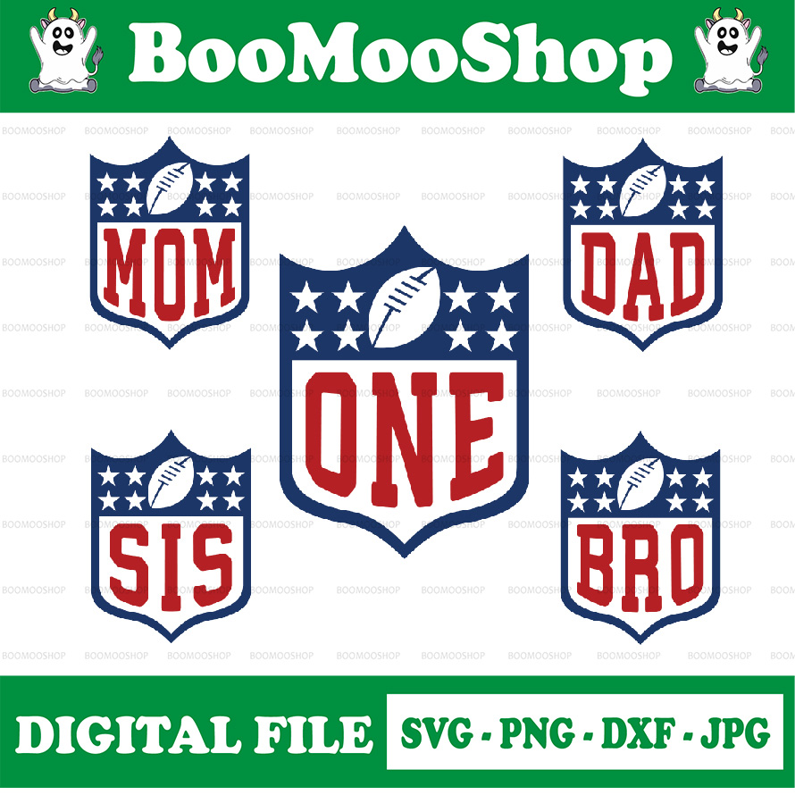 Football First Birthday Svg, Bundle One Mom Dad Sis Bro Fami | Inspire ...