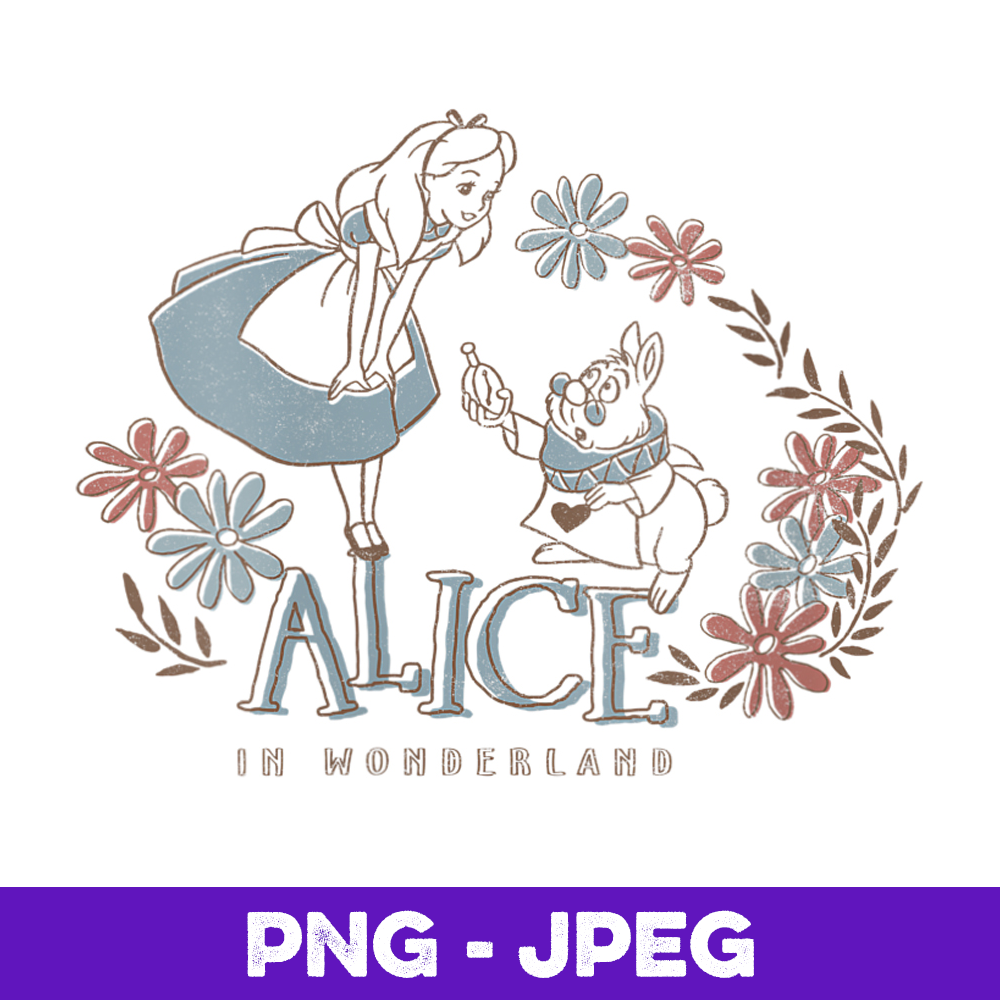 Womens Disney Alice In Wonderland Alice And White Rabbit Flo - Inspire ...