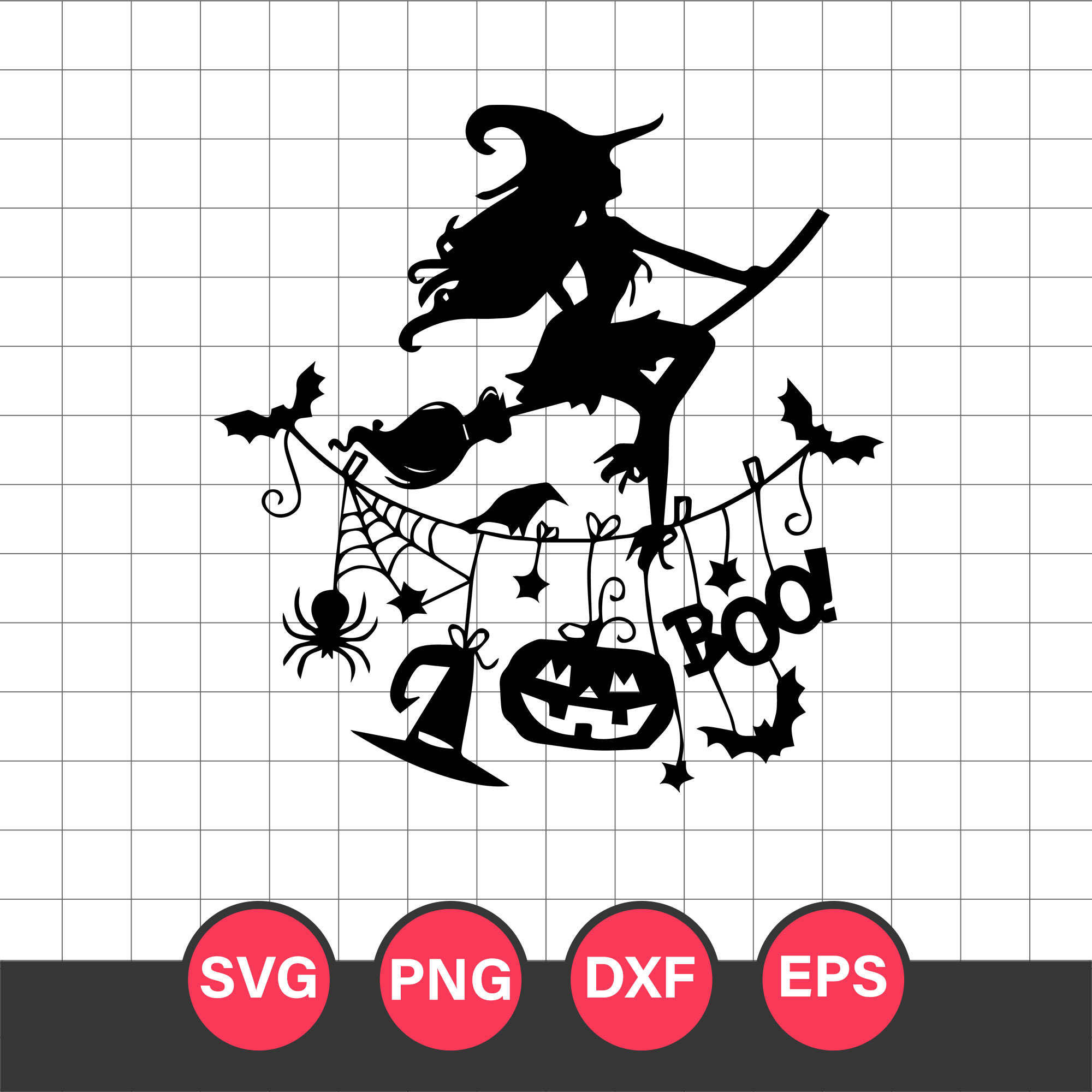 Halloween Boo Witch Svg, Halloween Svg, Png Dxf Eps Digital | Inspire ...