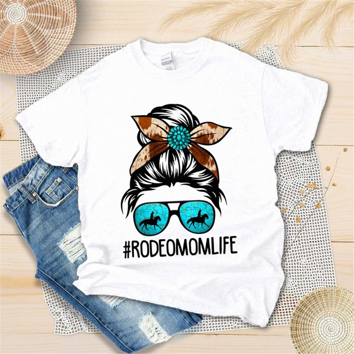 Rodeo Mom Life, Messy Bun Rodeo Mom Shirt, Rodeo Mama Shirt, | Inspire ...